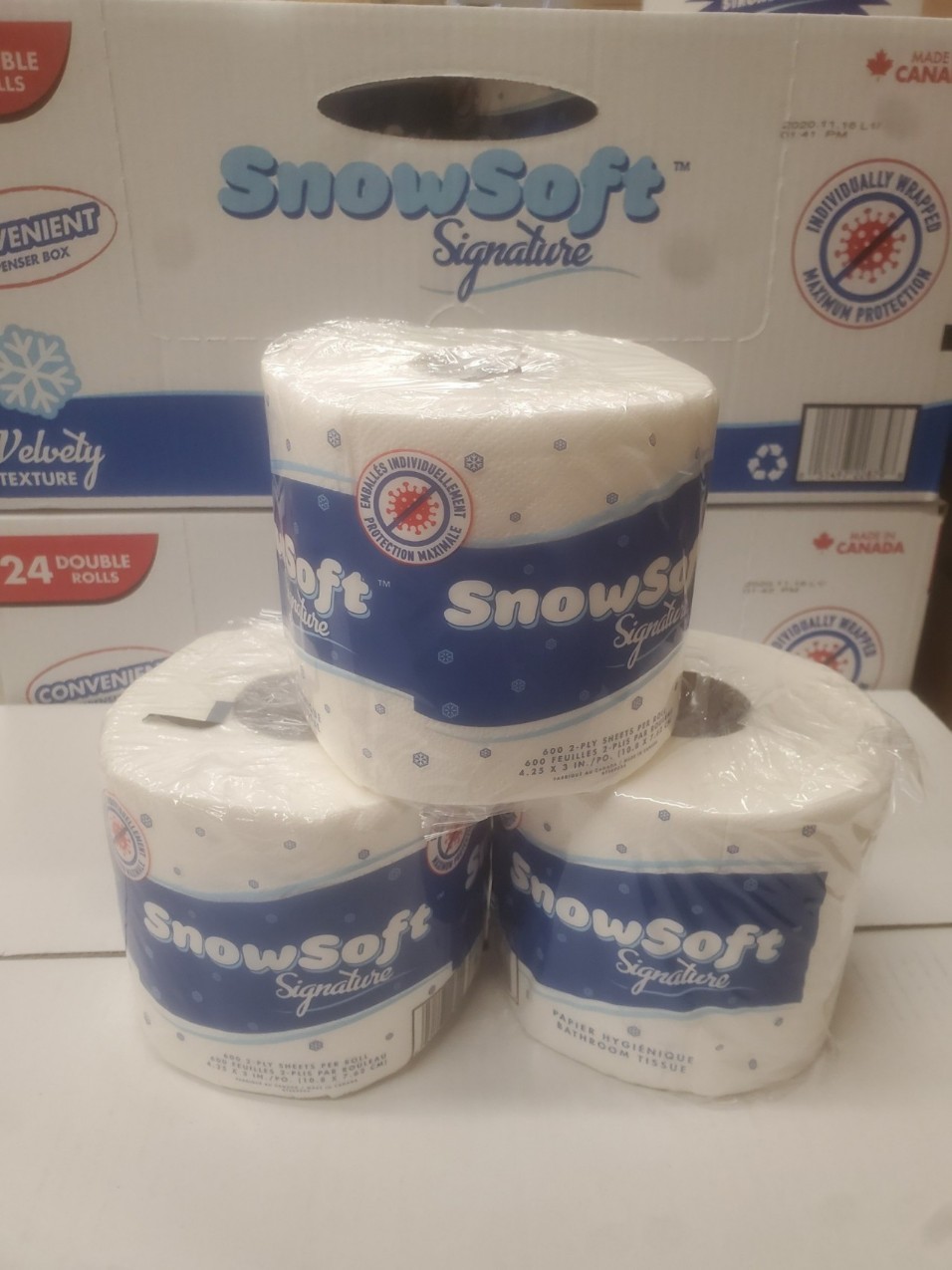 snow soft Bathroom tissue 24 rolls of 600 sheets