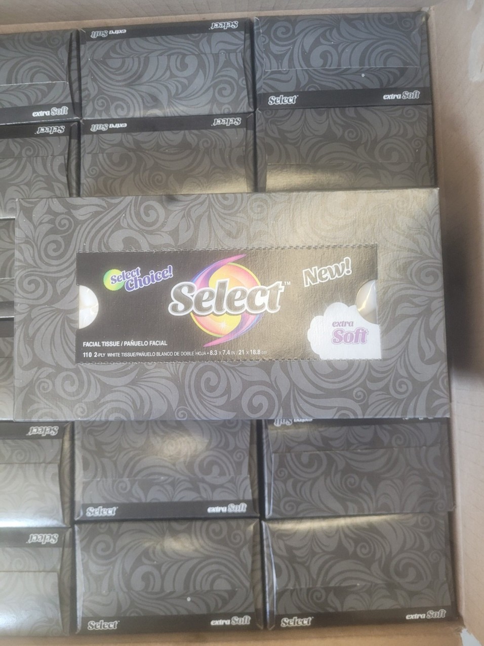 Select Facial Tissue 2-ply 110 sheets per a box ,36 boxes case